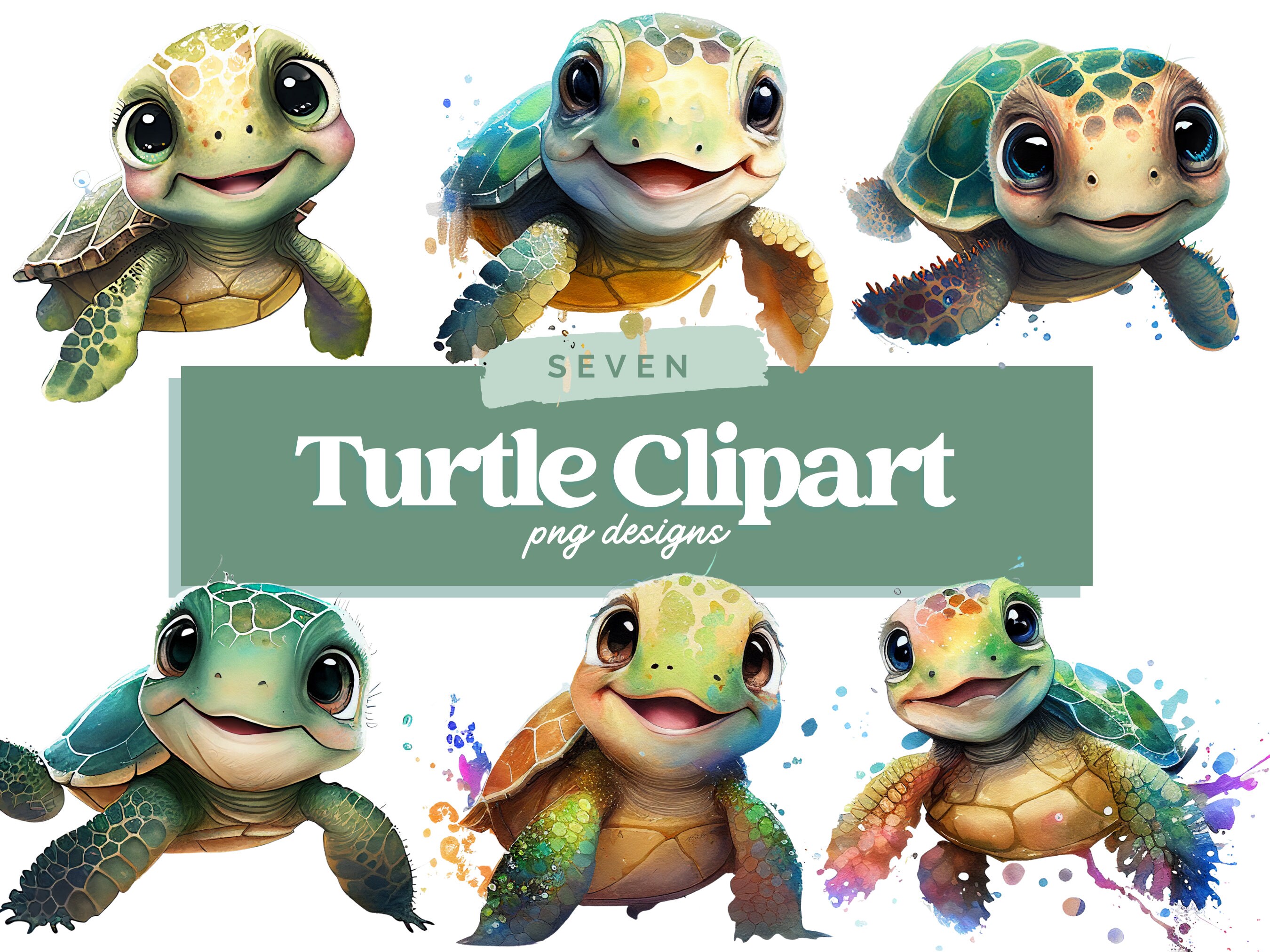 Watercolor Sea Turtle, Cute Sea Turtle Clipart, Ocean Animals Sea ...