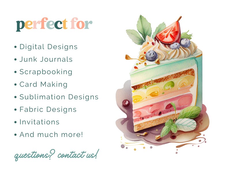 Watercolor Dessert Clipart Dessert Clipart PNG Digital - Etsy