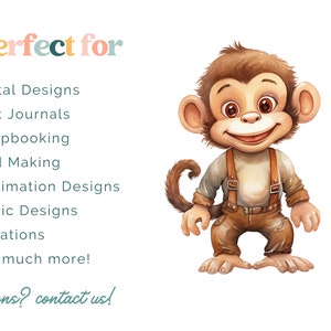 Monkey Clipart Bundle, Money PNG, Cartoon Monkey, Watercolor Clipart ...