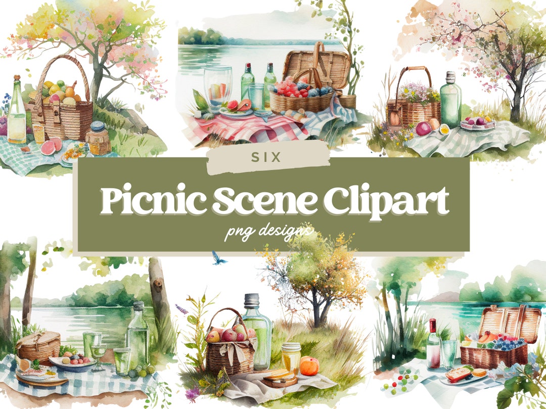 Spring Picnic Clipart, Tea Time Clip Art, Png, Digital Watercolor, Free ...