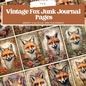 Fox Junk Journal Pages Printable, Fox Junk Journal Kit, Junk Journal ...