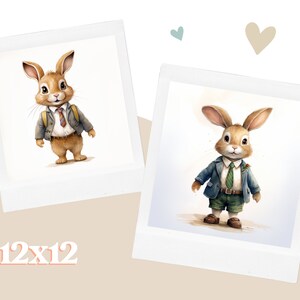 Rabbit in Uniform Clipart, Watercolor Rabbit Clipart, School Bunny ...