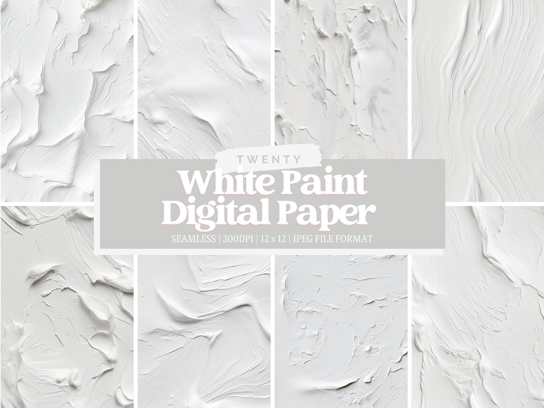 White Paint Digital Paper, White Digital Background, Paint JPG, Instant ...