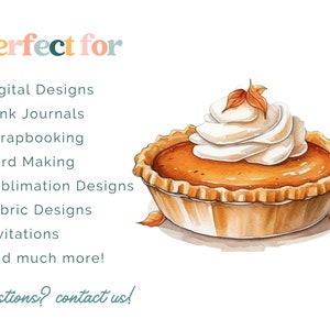 Watercolor Pumpkin Spiced Pie Clipart, Pumpkin Pie PNG, Halloween PNG ...