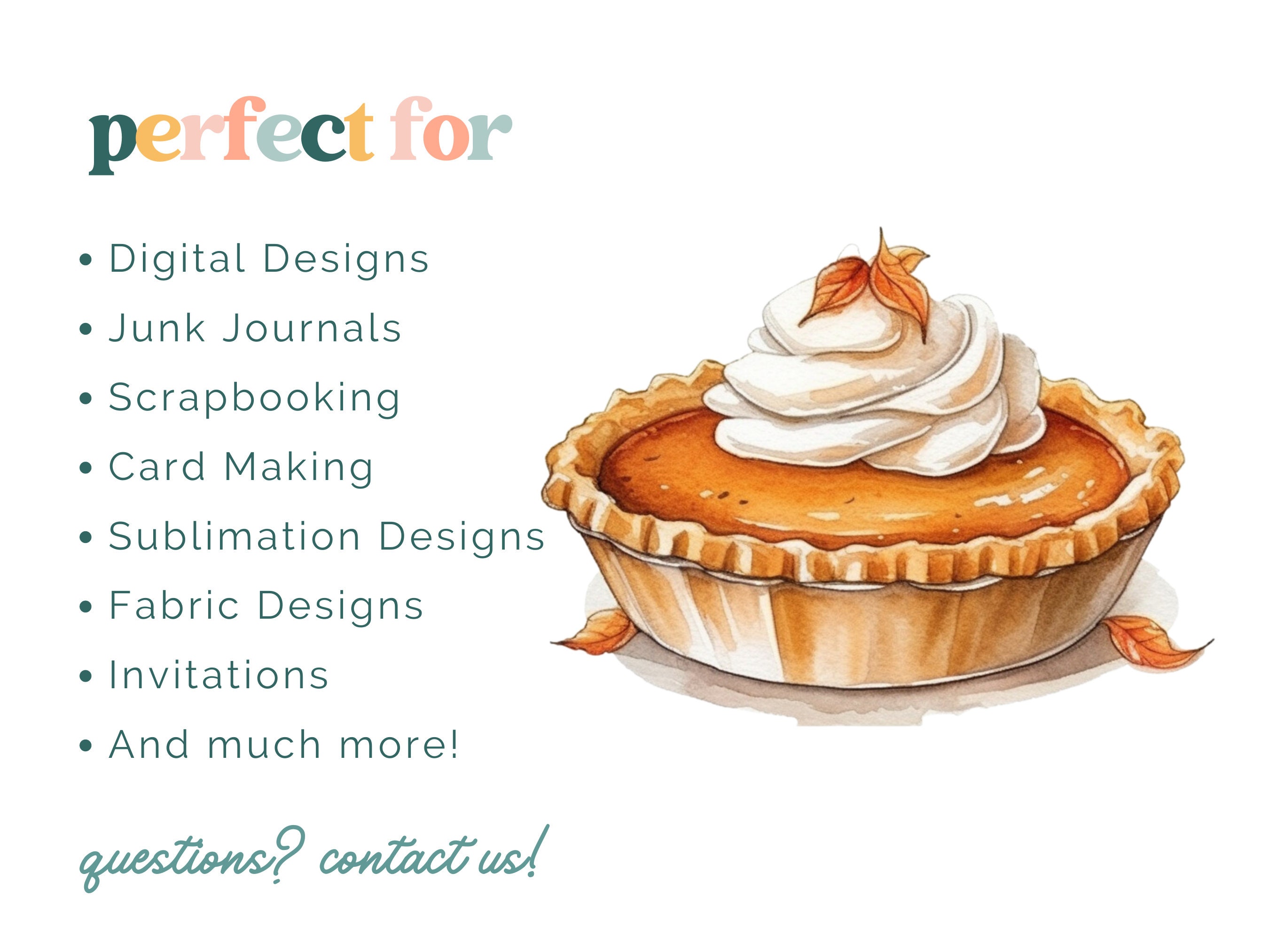 Watercolor Pumpkin Spiced Pie Clipart, Pumpkin Pie PNG, Halloween PNG ...