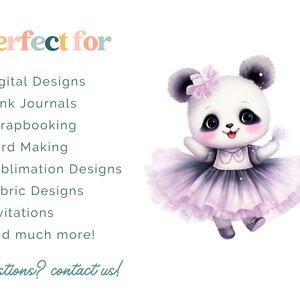 Ballerina Panda Clipart, Nursery Clipart, Kid Clipart, Children, PNG ...