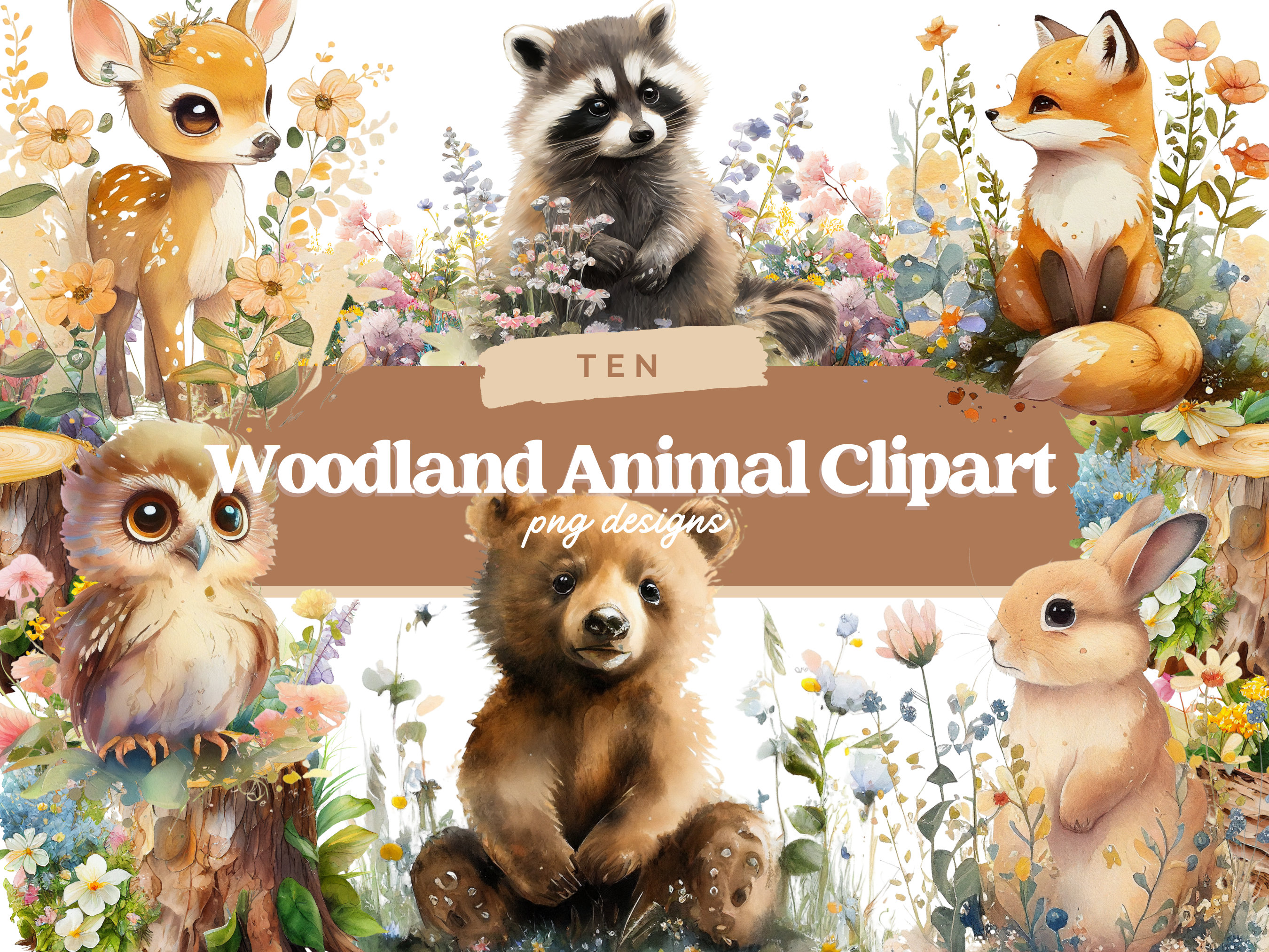 Woodland Animals Clipart Watercolor Woodlands Clipart - Etsy