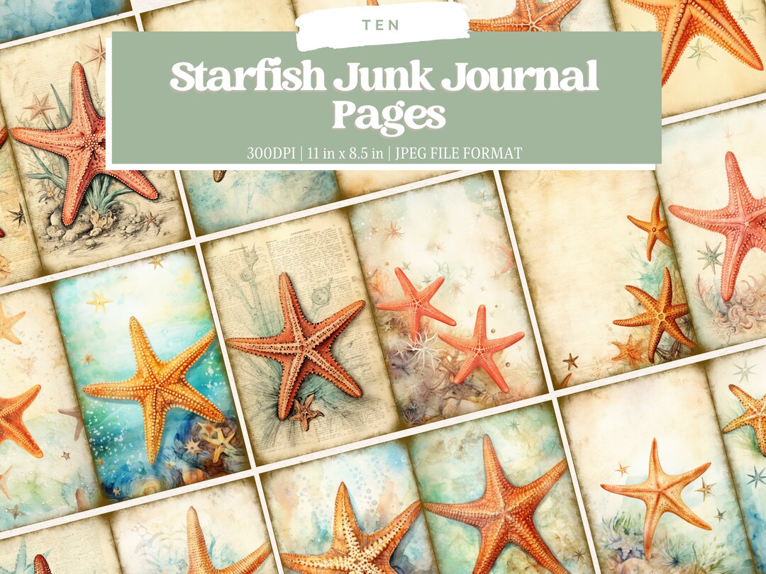 Starfish Junk Journal Pages, Watercolor Sealife Journal Pages Ocean ...