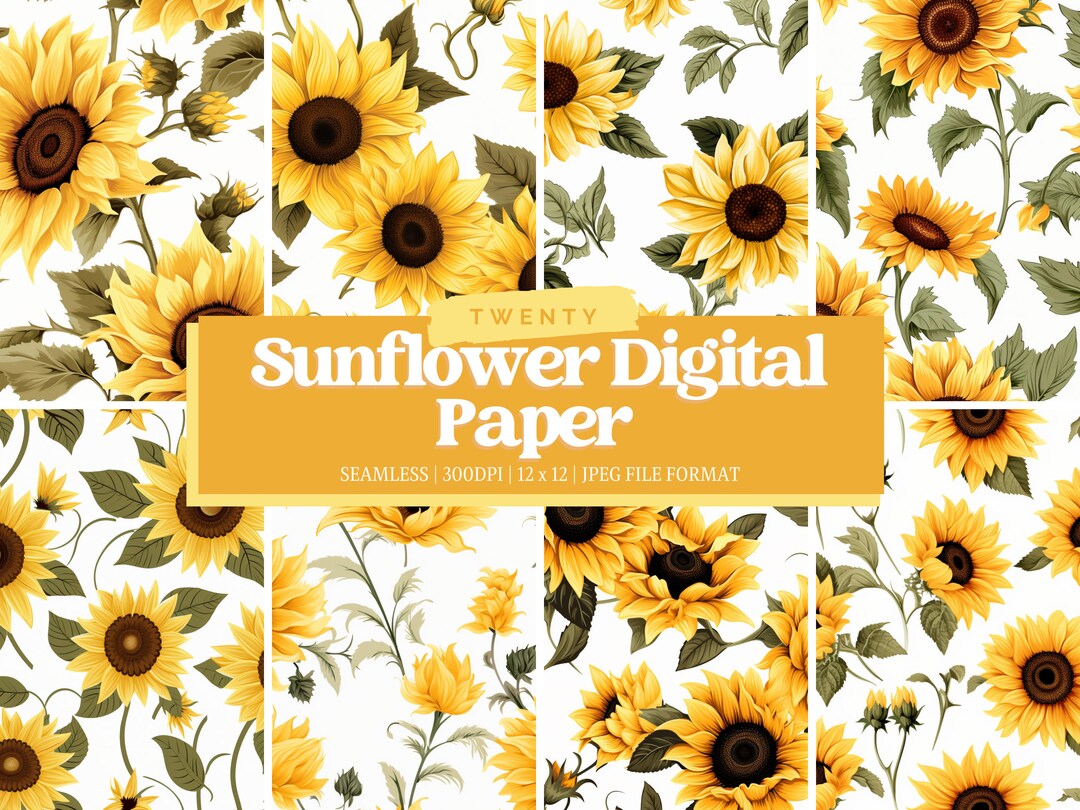 Sunflower Digital Paper, Journal Paper, Web Background, Commercial Use ...
