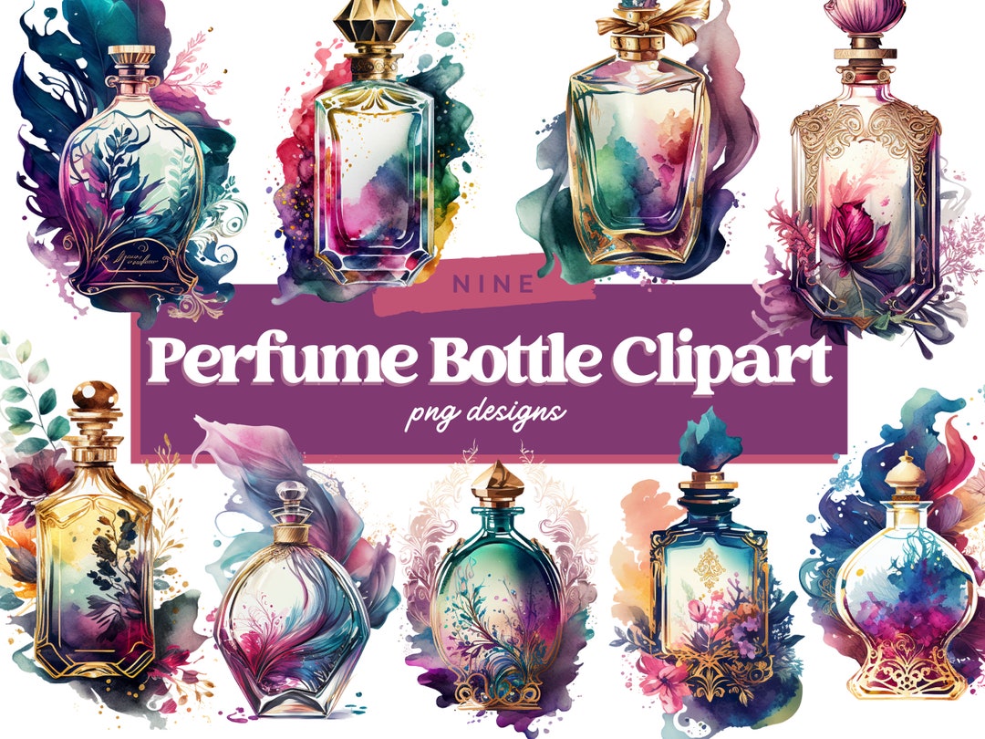 Watercolor Perfume Bottle Clipart, Perfume Bottle Clipart Bundle ...