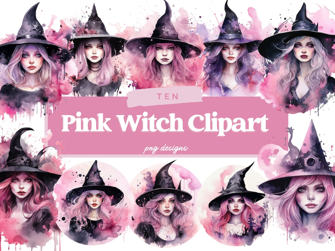 Pink Witch Clipart, Witch Clip Art Png, Magic Clip Art, Mystical Clipart, Witchcraft Png Clipart ...