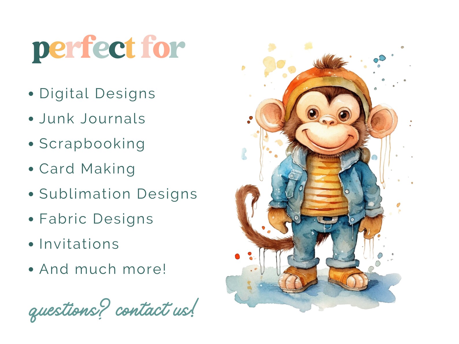 Monkey Watercolor Clipart, Monkey PNG, Cute Baby Shower Graphics ...