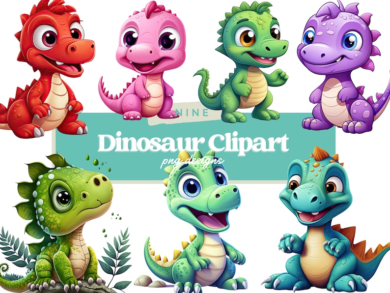 Watercolor Dinosaur Clipart Cute Dino PNG Nursery Wall Art - Etsy