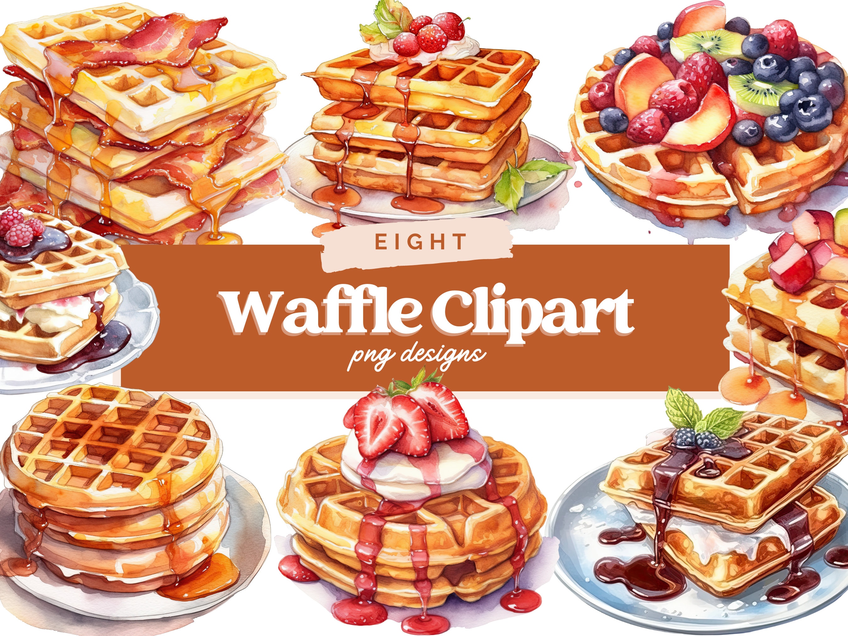 Waffles Breakfast Clipart Waffle PNG Dessert Png Food - Etsy