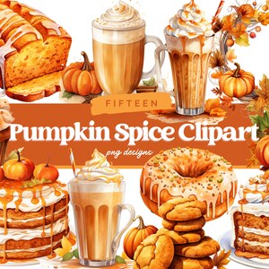 Watercolor Pumpkin Spice Clipart Bundle, PNG, Sublimation, Halloween ...