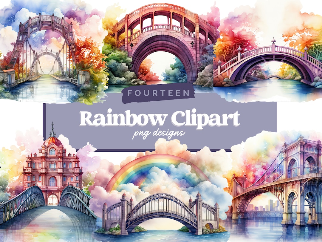 Watercolor Rainbow Bridges Clipart, Sublimation, Pet Memorial, Loss ...