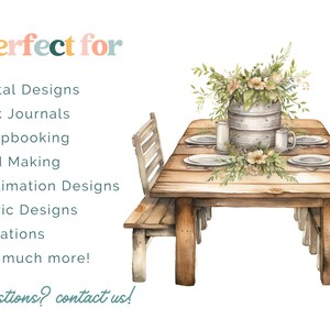 Watercolor Farm Table Clipart, Farmhouse Clipart, Barn Table Clipart ...