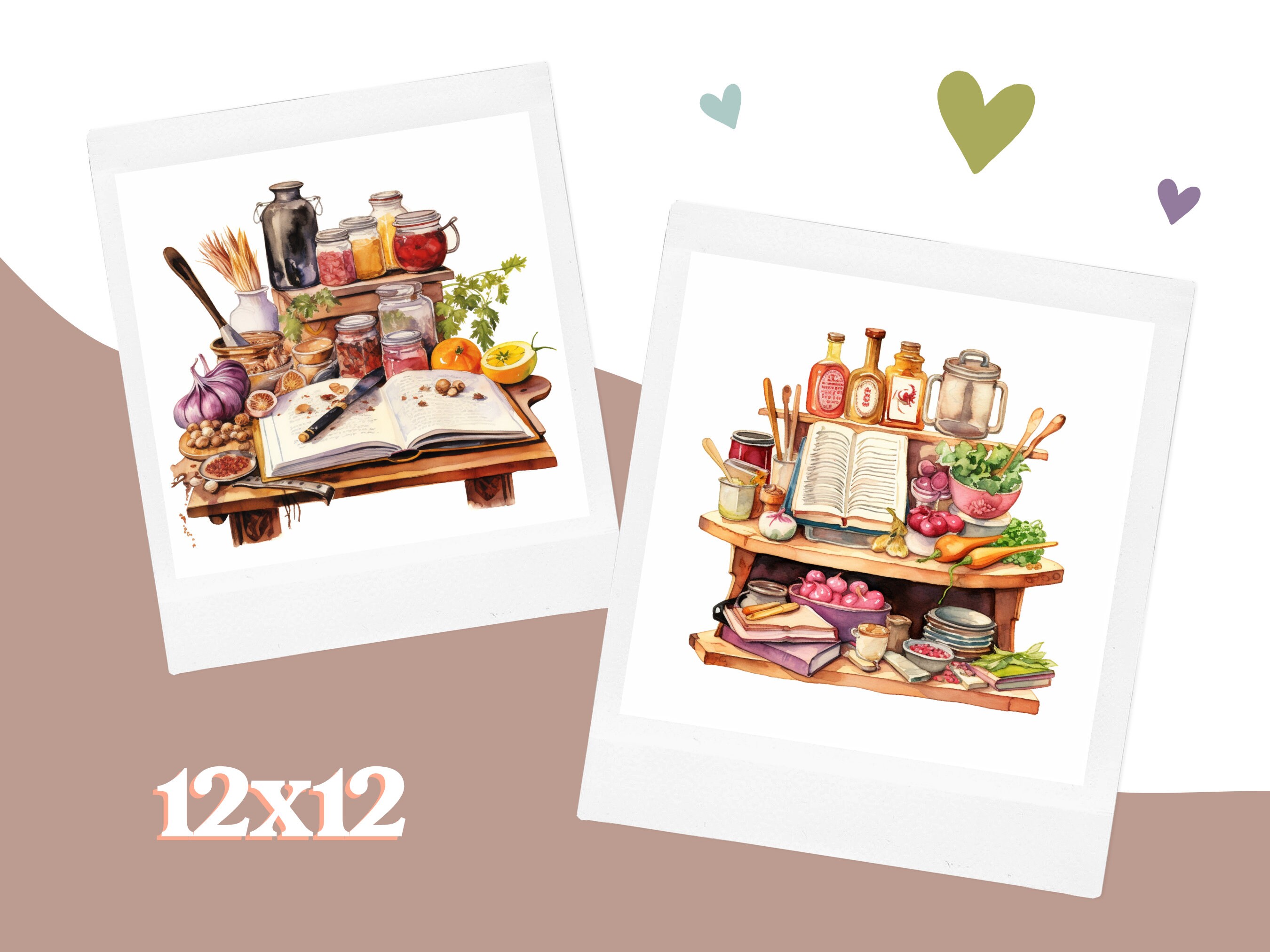 Watercolor Cookbook Clipart, Kitchen Clipart, Cookbook PNG, Cookbook ...