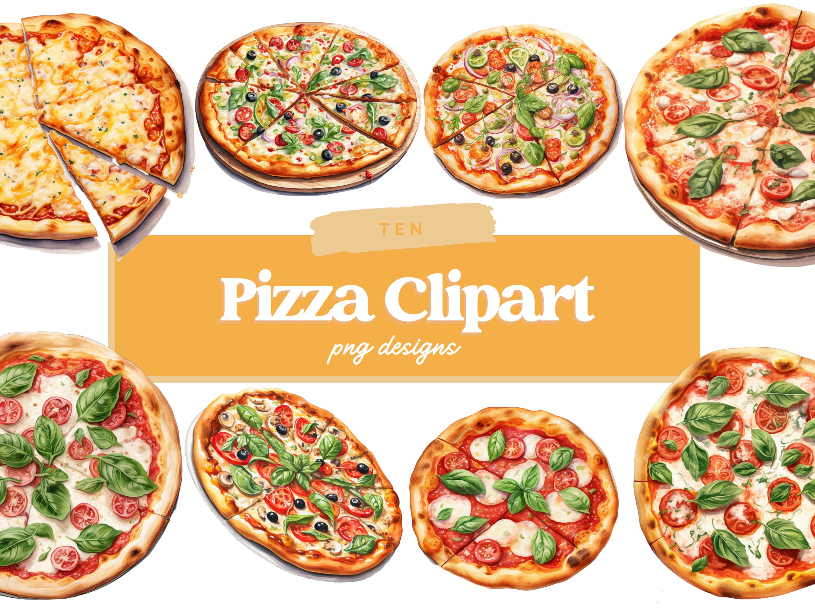 Watercolor Pizza Clipart, Italian Food Clipart, Pizza Party, Pizza Menu ...