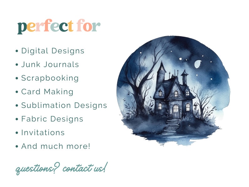 Watercolor Haunted House Clipart Halloween PNG Halloween - Etsy