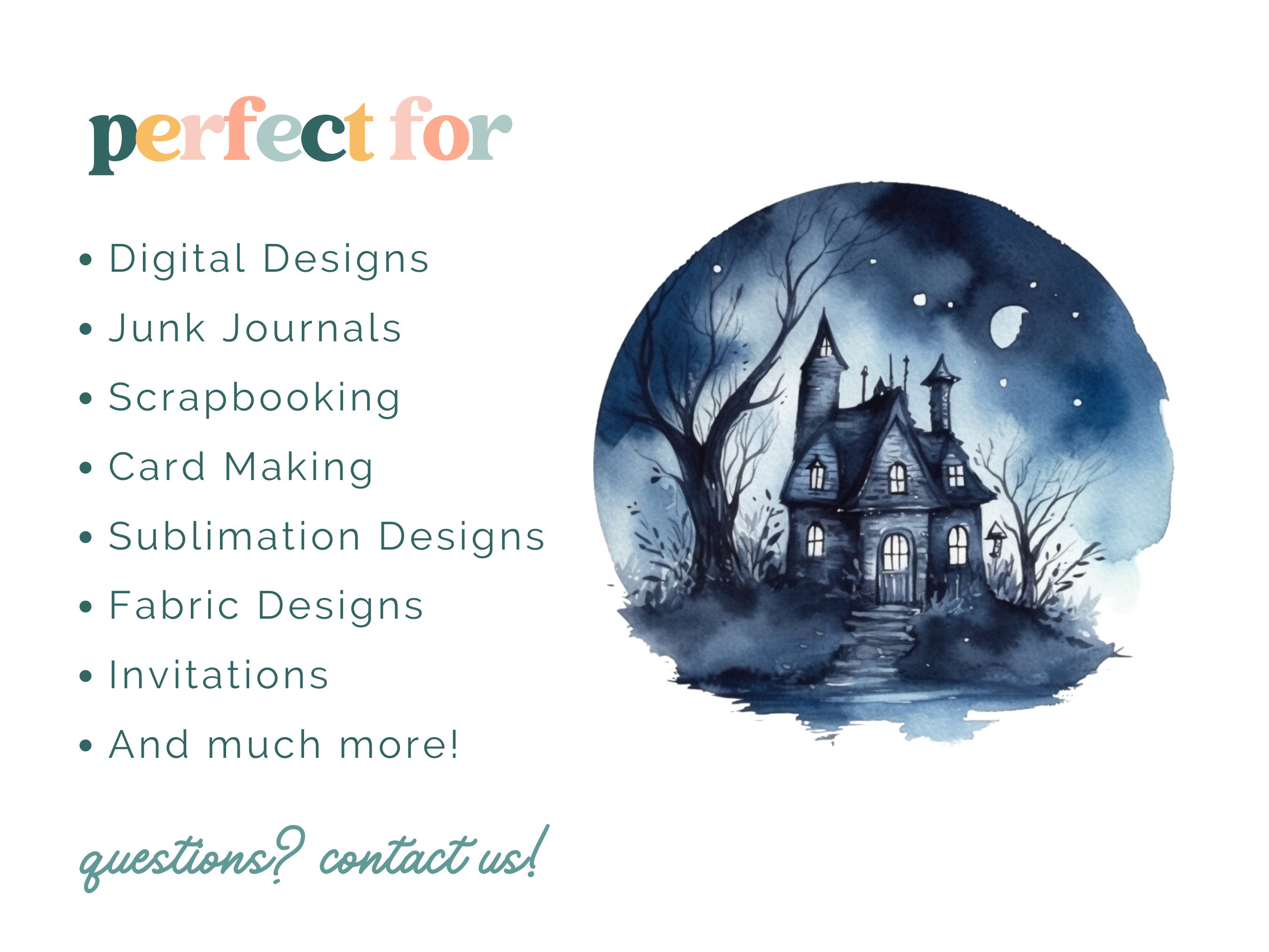 Watercolor Haunted House Clipart Halloween PNG Halloween - Etsy