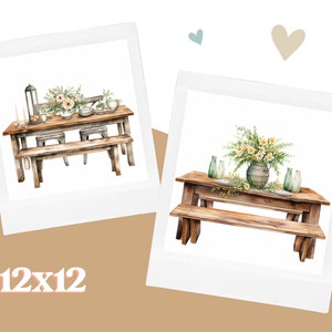 Watercolor Farm Table Clipart, Farmhouse Clipart, Barn Table Clipart ...