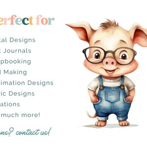 Pig Clipart Bundle, Pig PNG, Cartoon Pig, Watercolor Clipart ...