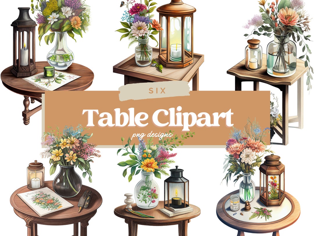 Watercolor Table Clipart Bundle, Table Clipart, Watercolor Table ...