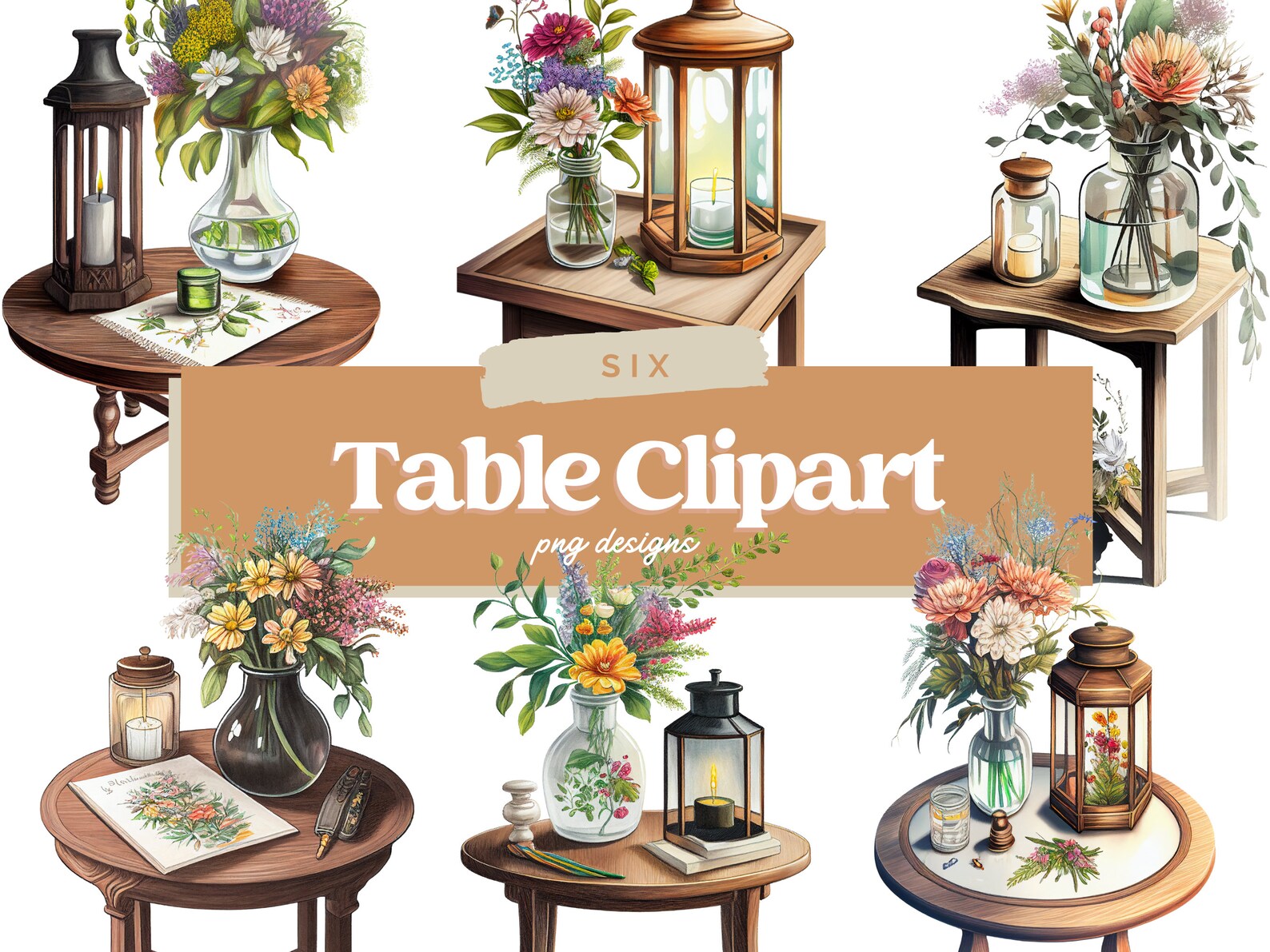 Watercolor Table Clipart Bundle Table Clipart Watercolor - Etsy