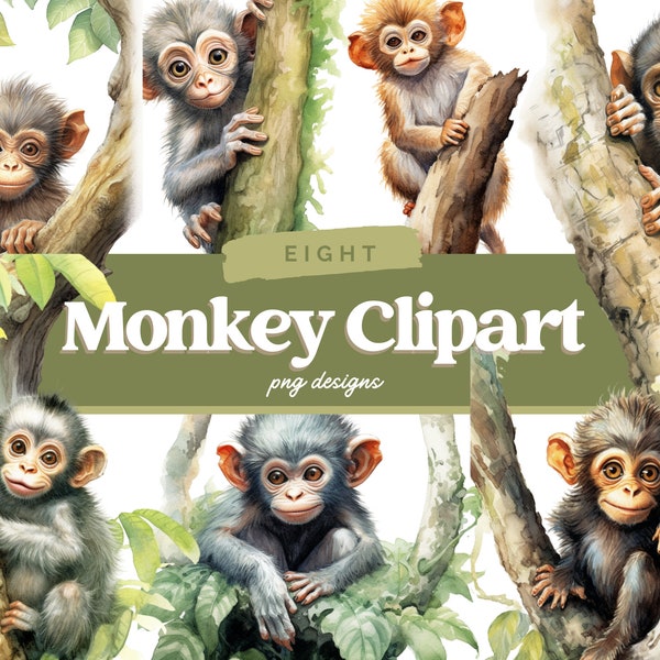 Monkey Clipart - Etsy