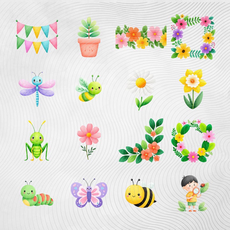 Cute Little Love Bugs Clipart, Insects Clipart, Spring Clip Art Bundle ...