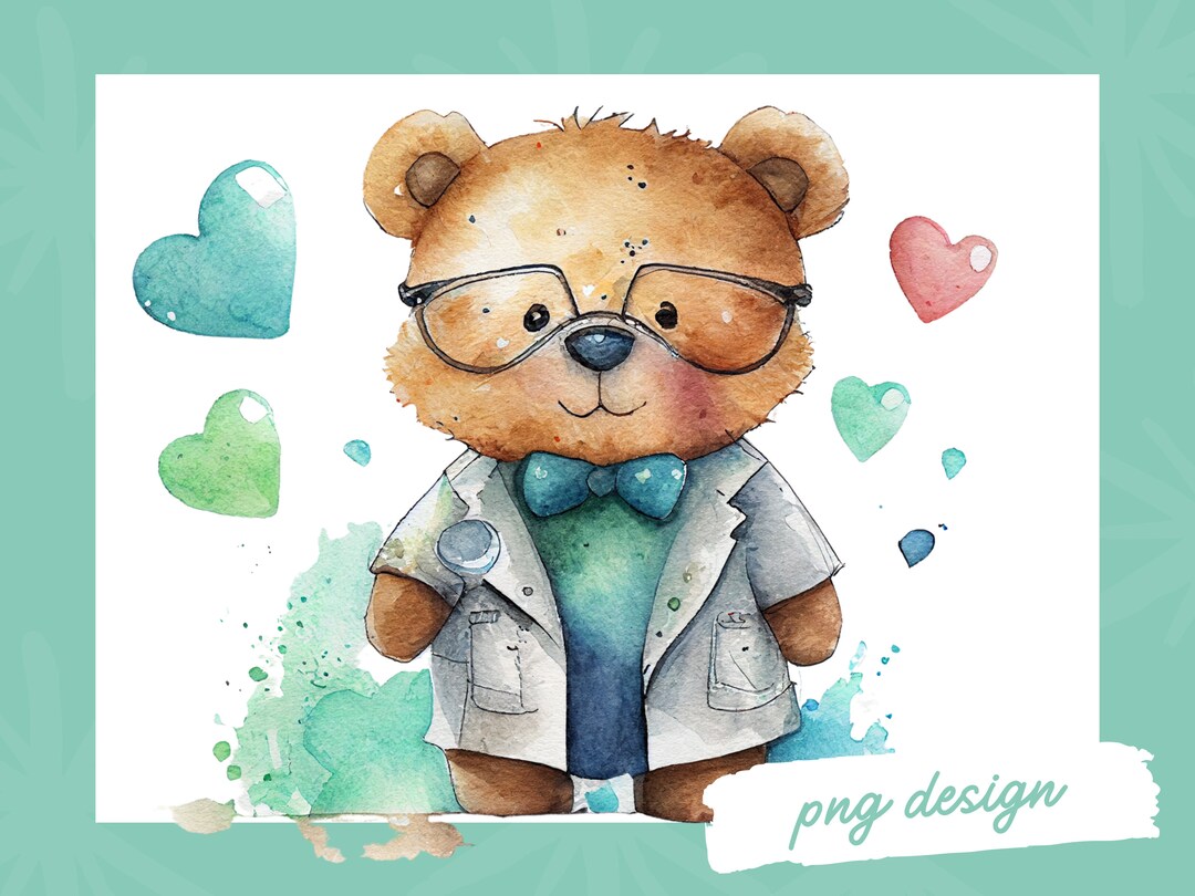 Watercolor Teddy Bear Clipart, Watercolor Baby Shower Clipart, Boho ...