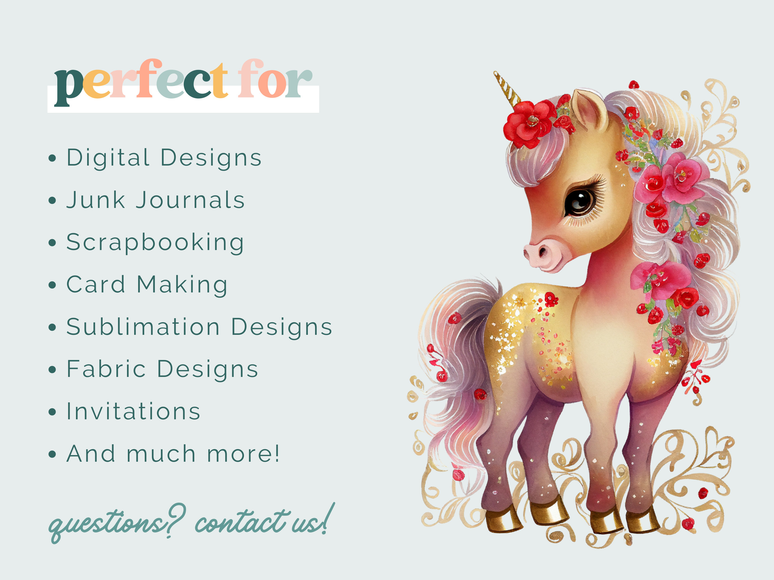 Cute Unicorn Watercolor Clipart, Instant Download, Rainbow Clip Art ...