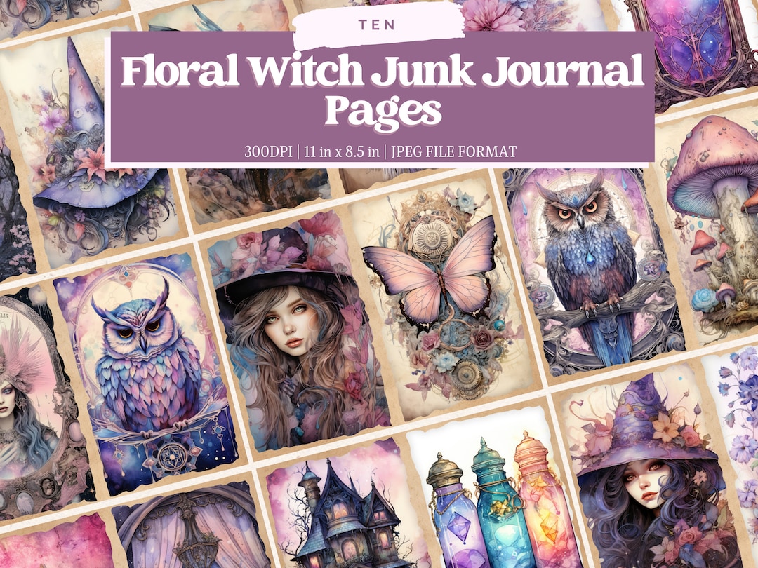 Printable Junk Journal Witch Pages, Witch Junk Journal Pages, Digital ...