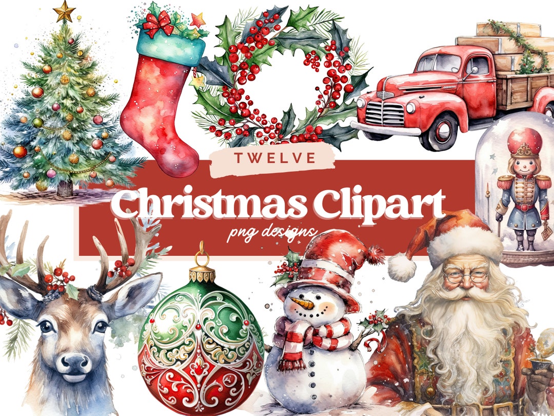 Cozy Christmas Clipart, Christmas Tree, Holiday PNG, Watercolor Clipart ...