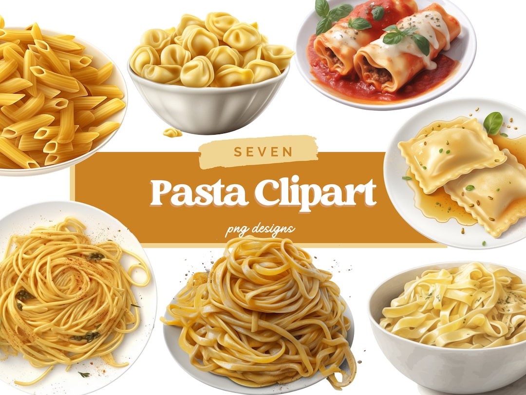 Pasta Clipart Bundle, Pasta PNG, Digital Art, Italian PNG, Commercial ...