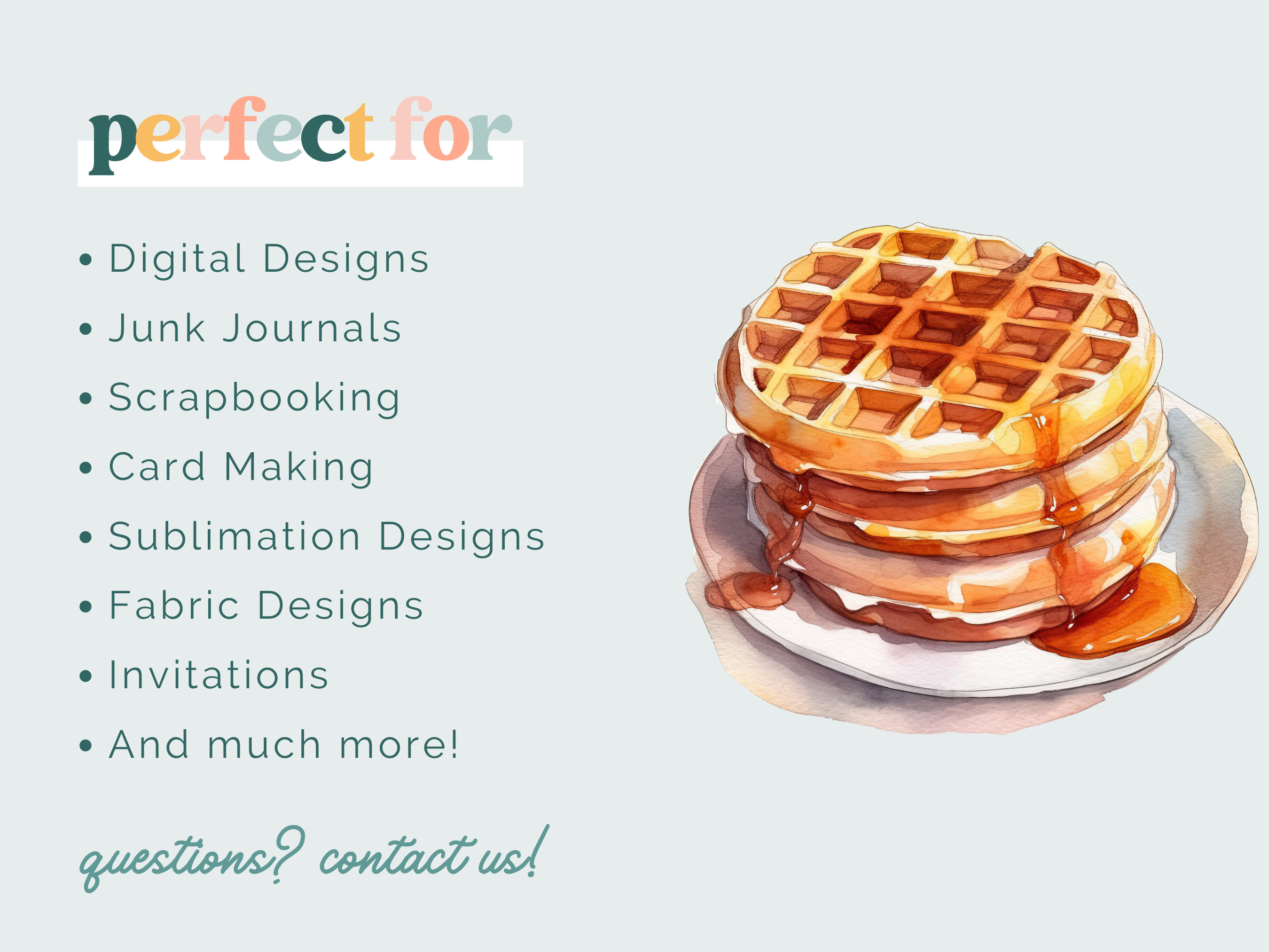 Waffles Breakfast Clipart Waffle PNG Dessert Png Food - Etsy
