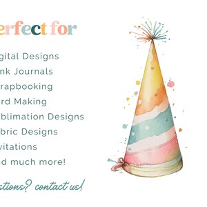 Watercolor Party Hat Clipart, Party Hat Clipart, Party Hat Graphics ...