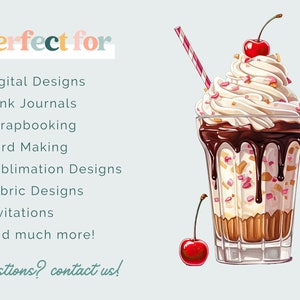 Milkshake Clipart, Watercolor Ice Cream Png, Summer Clipart, Dessert ...