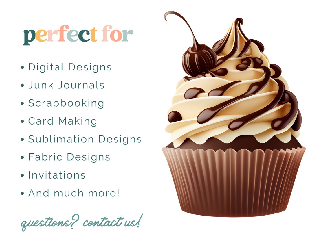 Chocolate Cupcake Clipart Cupcake Clipart PNG Digital - Etsy