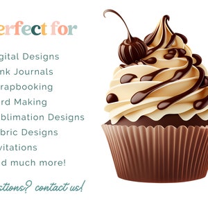 Chocolate Cupcake Clipart, Cupcake Clipart PNG, Digital Clipart ...