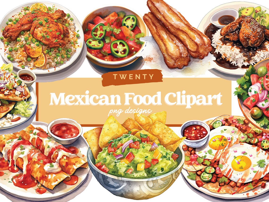Mexican Food Clipart Watercolor Food Clipart Guacamole PNG - Etsy
