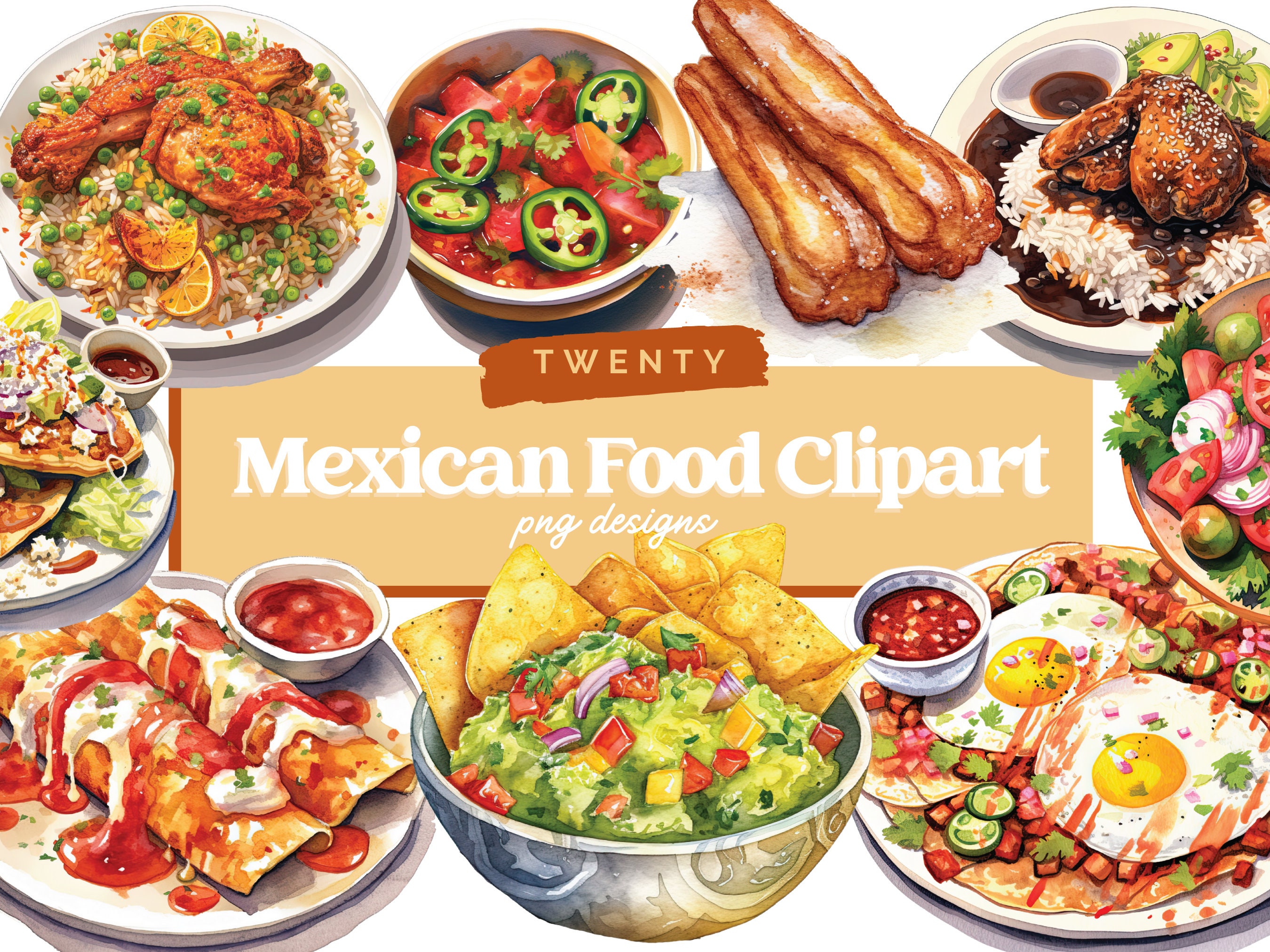 Mexican Food Clipart Watercolor Food Clipart Guacamole PNG - Etsy