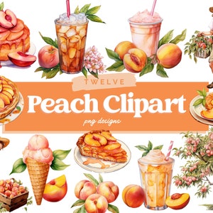 Watercolor Peach Clipart Bundle, Peach PNG, Peach Design Elements ...