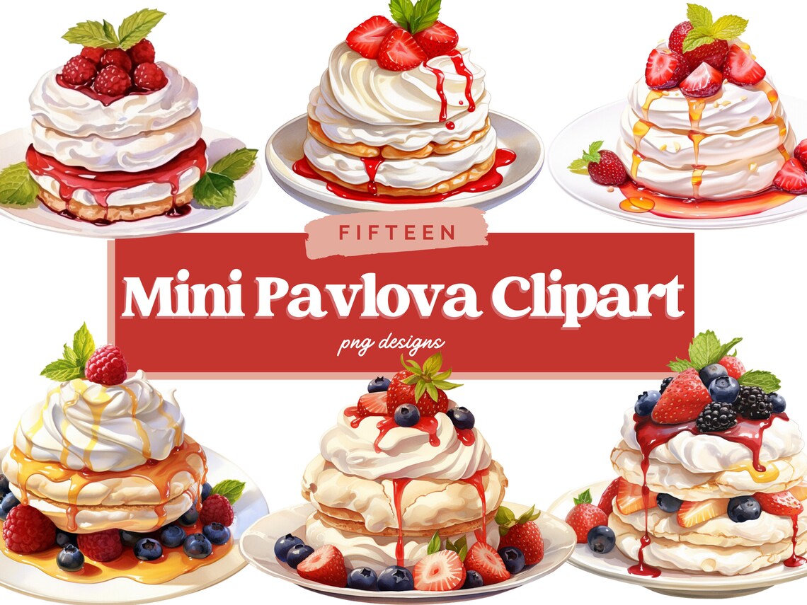 Pavlova Clipart, Watercolor Pavlova PNG, Dessert Clipart, Meringue PNG ...
