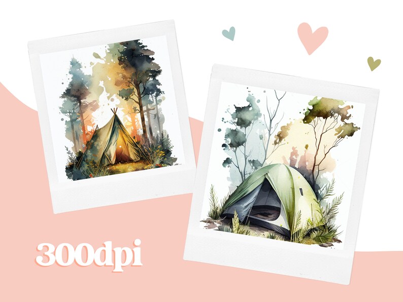 Watercolor Camping Clipart Bundle Camping in Forest Clipart - Etsy