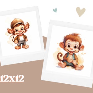 Monkey Clipart Bundle, Money PNG, Cartoon Monkey, Watercolor Clipart ...