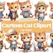 Cartoon Cat Watercolor Clipart Cute Baby Shower Graphics - Etsy