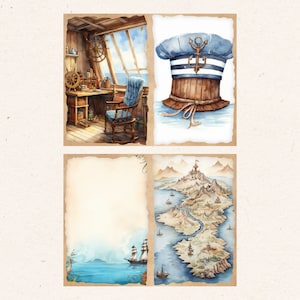 Vintage Nautical Junk Journal Pages, Digital Scrapbook Paper Kit ...