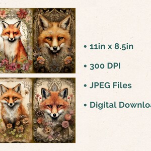 Fox Junk Journal Pages Printable, Fox Junk Journal Kit, Junk Journal ...